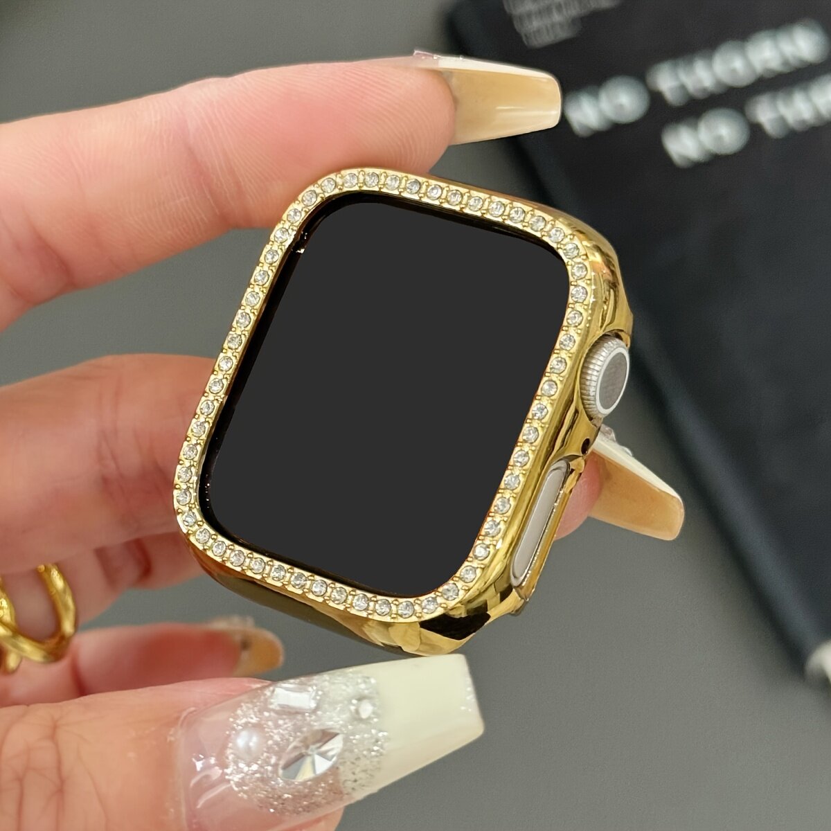 Защитный чехол для Apple Watch 38/40/41/42/44/45/46/49 мм с кристаллами и стразами, полый ажурный, золотой, 41 мм, для Series Ultra/SE/10/9/8/7/6/5/4/3/2/1