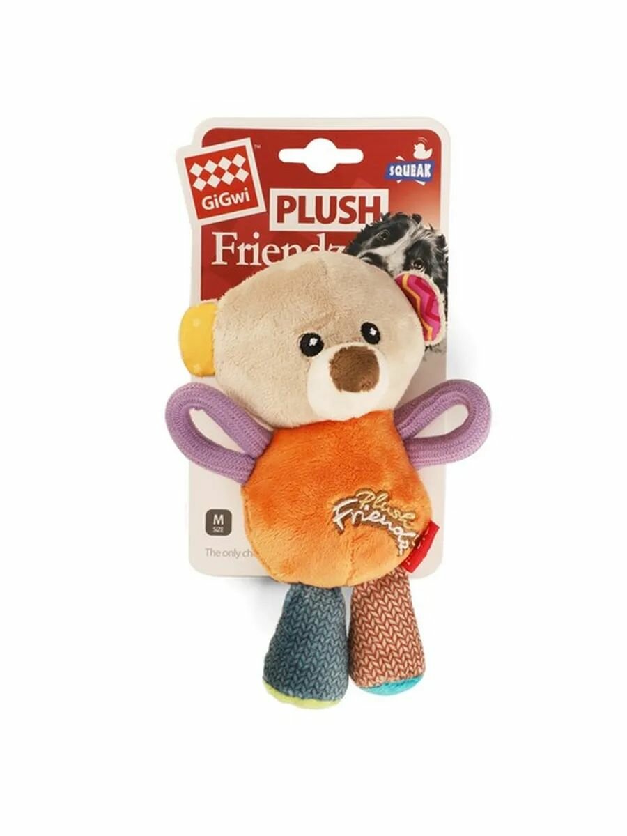 Игрушка для собак Мишка с пищалками 17см, PLUSH FRIENDZ