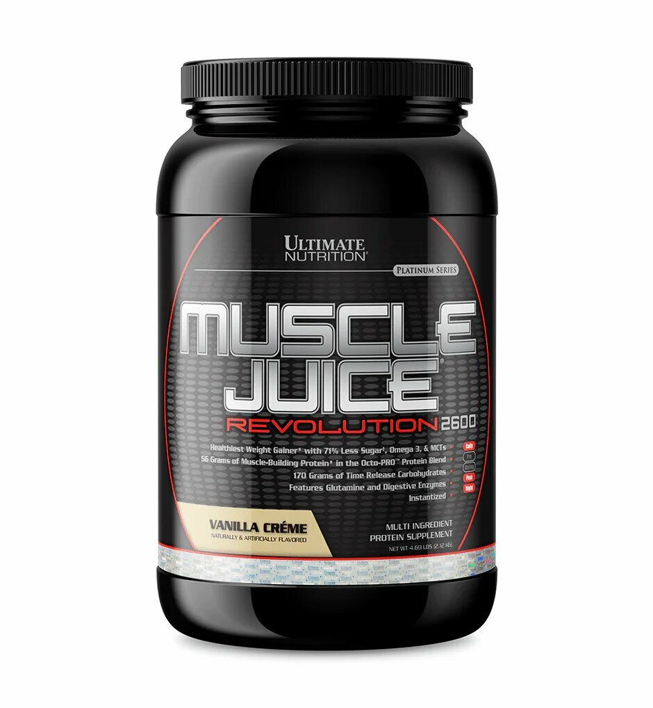 Ultimate Nutrition Muscle Juice Revolution, Гейнер, для набора мышечной массы, порошок 2,12 кг со вкусом ванили