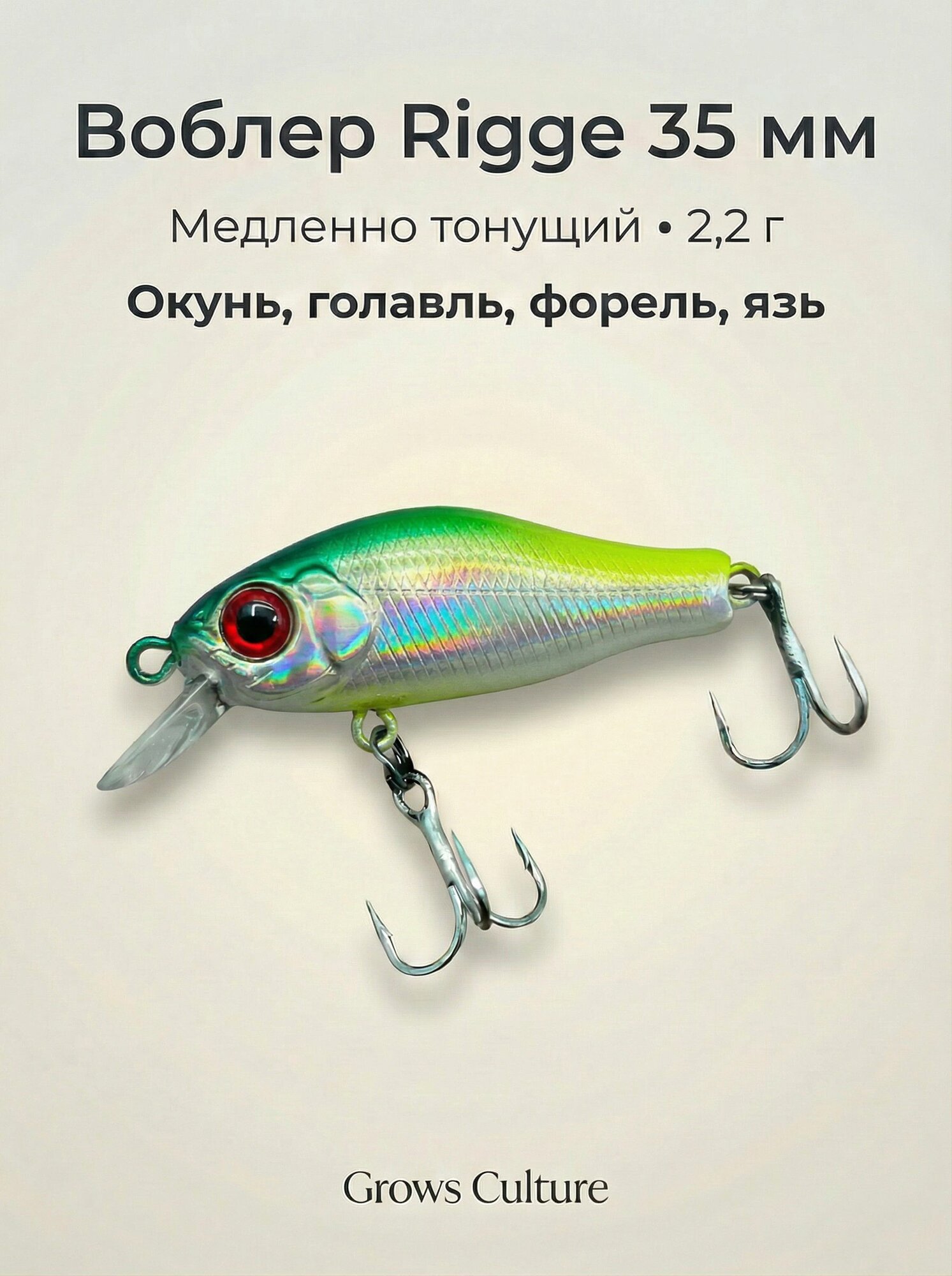Воблер Rigge 35 mm slowsinking 2.2g col# 05 на окуня, голавля , форель , язя #11