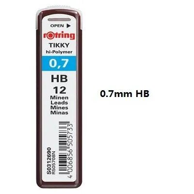 Rotring Грифель для карандаша 0.7 мм, твердость: HB (Твердо-мягкий), 2 шт.