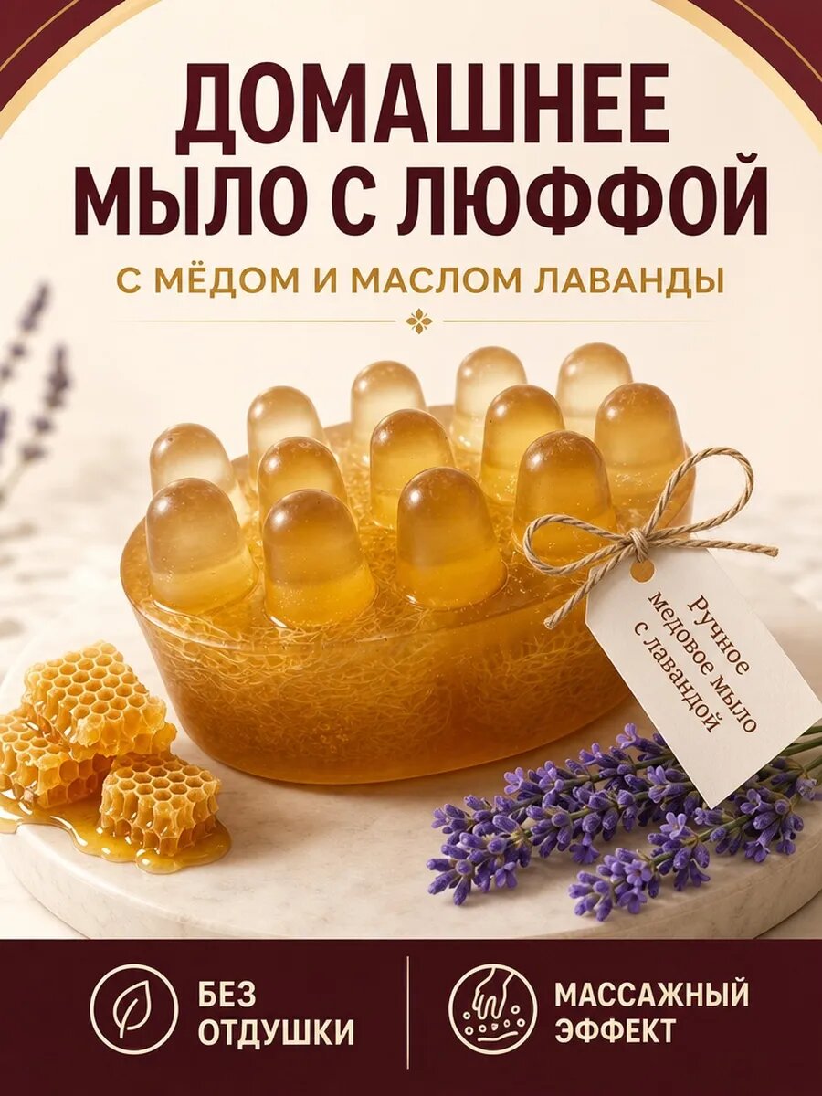 Мыло массажное медовое антицеллюлитное с люффой