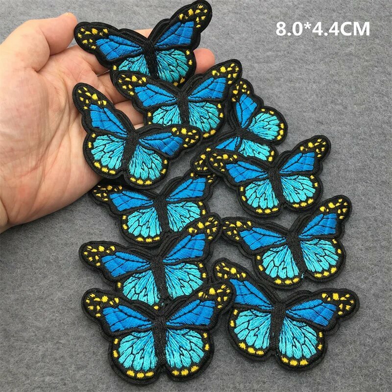 Бирюзовые бабочки-аппликации CT-0643-10PCS, набор 10 шт.