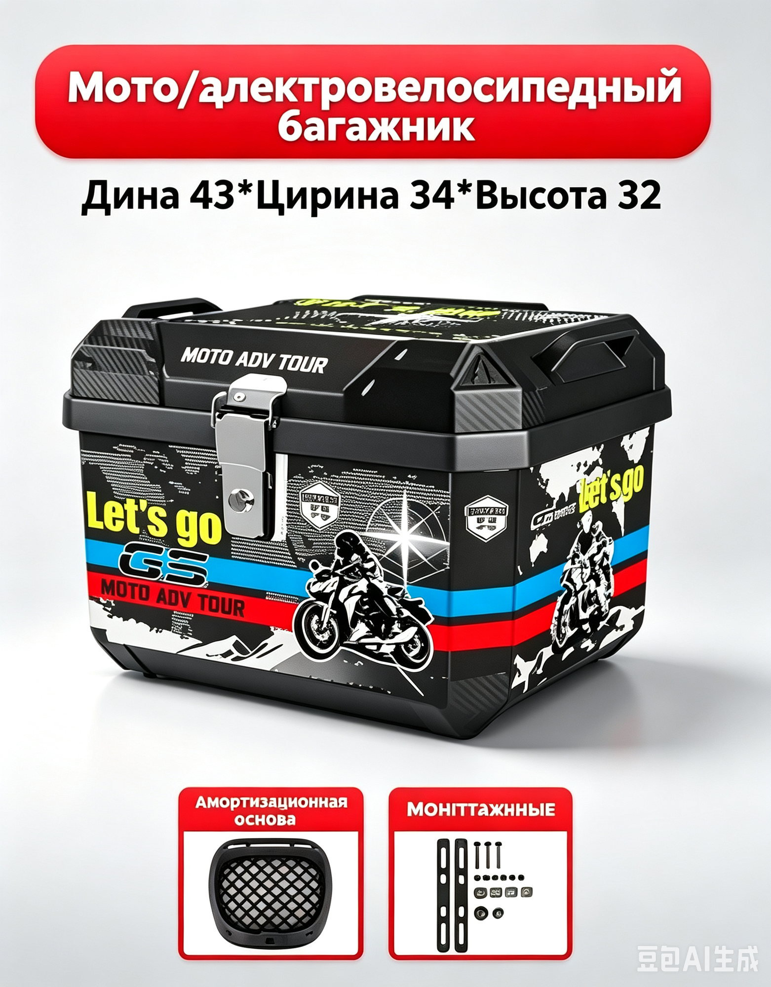 Универсальный багажный кофр CYNL Moto ADV Tour, сверхбольшая емкость, водонепроницаемый, с замком