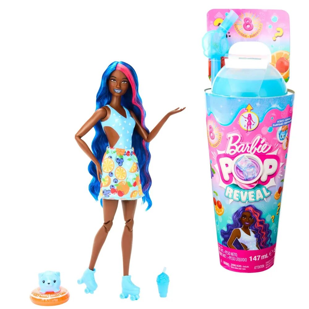 Кукла Barbie Pop Reveal Фруктовый сюрприз с 8 аксессуарами и питомцем — фото 1