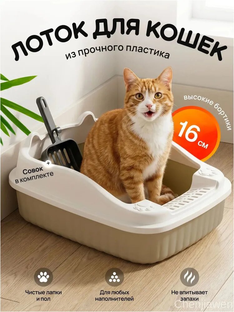 Большой премиумлоток для крупных кошек с высоким бортом
