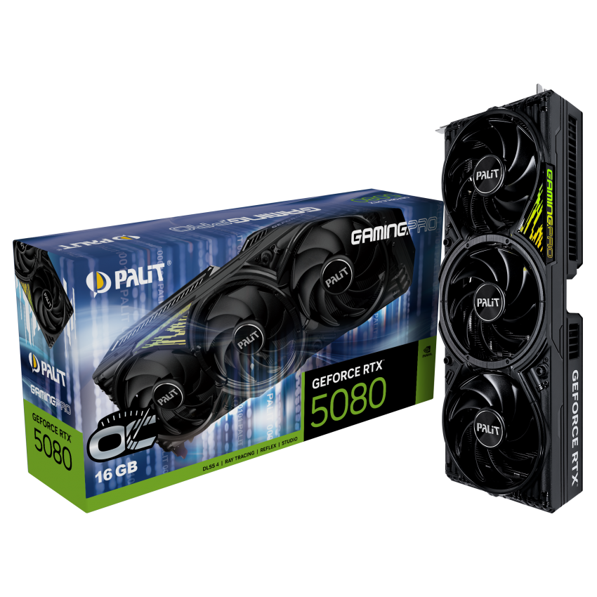 Видеокарта Palit GeForce RTX 5080 16 ГБ (RTX 5080 GAMINGPRO OC), RTL