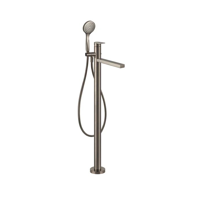 Напольный смеситель для ванны с душем Gessi 24982 С внутренней частью, с душевым гарнитуром, никель, матовый, латунный, с керамическим картриджем