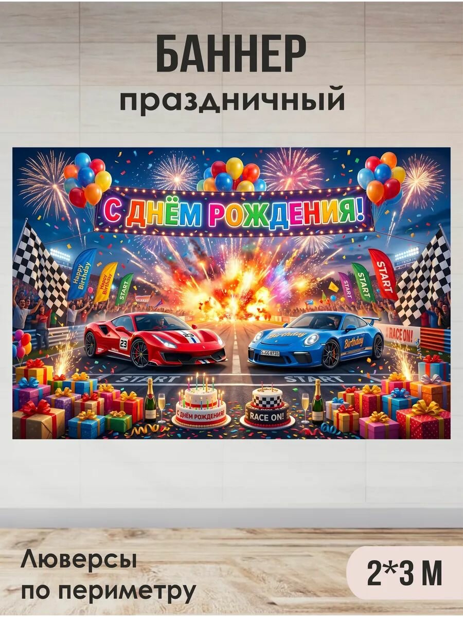 Баннер на день рождения тематика машинки