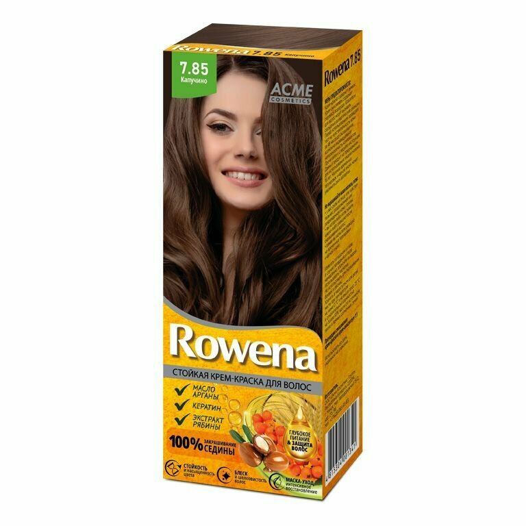 ROWENA Стойкая Крем - Краска для волос аммиачная, тон 7.85 Капучино