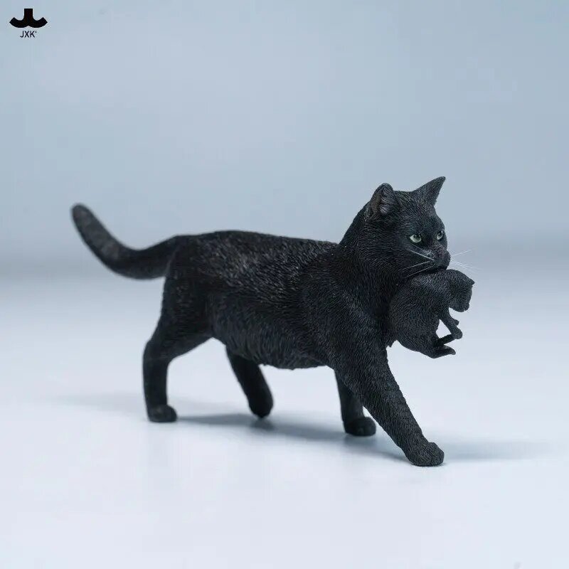 Фигурка кошка с котятами 1/6 резиновая Черный, JXK338B
