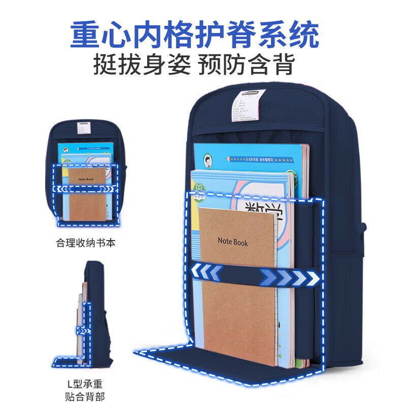 DR.KONG Primary School Backpack for 3-5th Grade, Spine Protection and Lightweight Children's Backpack for Boys with Large Capacity, Blue