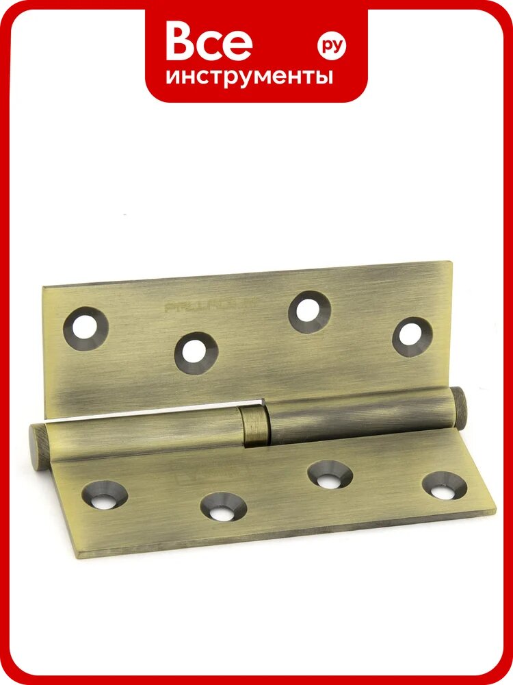 Петля дверная Palladium N 613-4" AB, латунь, античная бронза, левая, разъемная, 100х75х2 мм