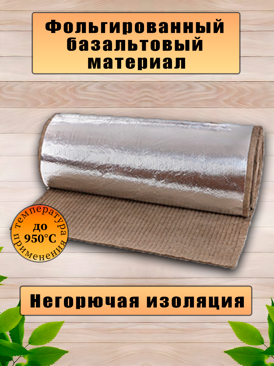 Базальтовый фольгированный материал. Для бани. Для вентиляции. 1200мм*1000мм*5мм