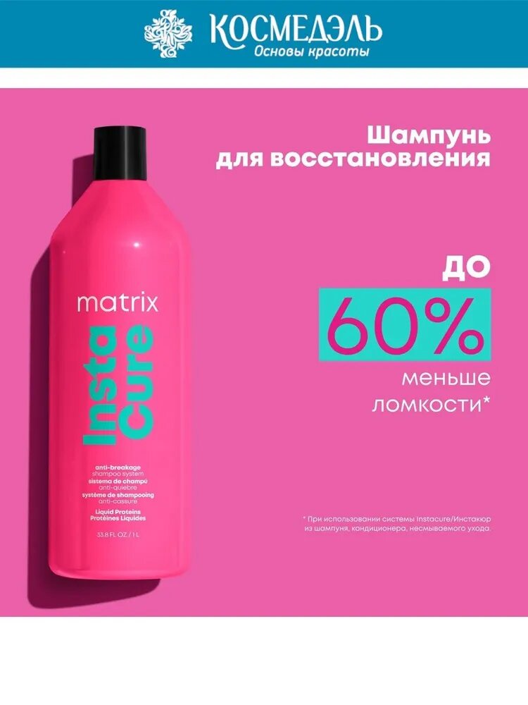 Matrix Профессиональный шампунь для восстановления волос с жидким протеином Total Results Instacure, 1000 мл