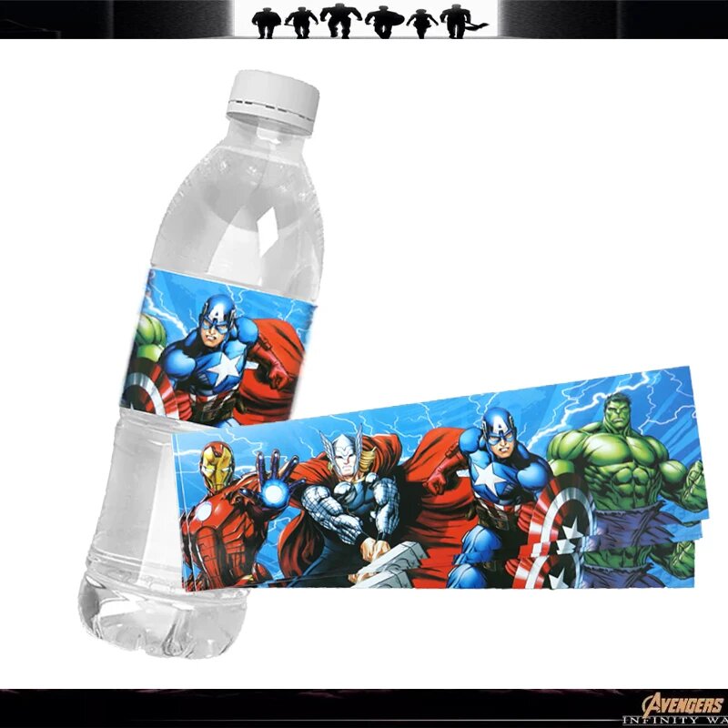 Наклейки на бутылки Avengers Infinity War, 10шт