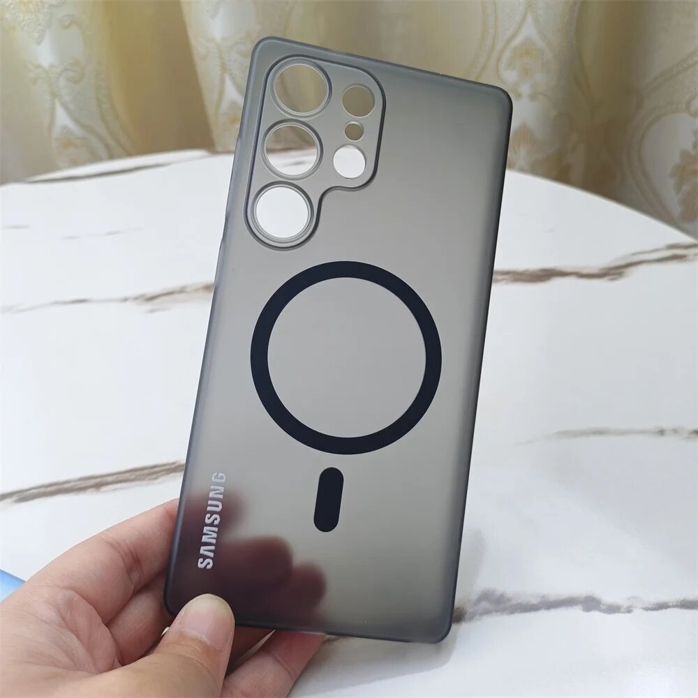 Ультратонкий прозрачный магнитный чехол Slim Ice Mist для Черный, Black, For Galaxy S24 Ultra