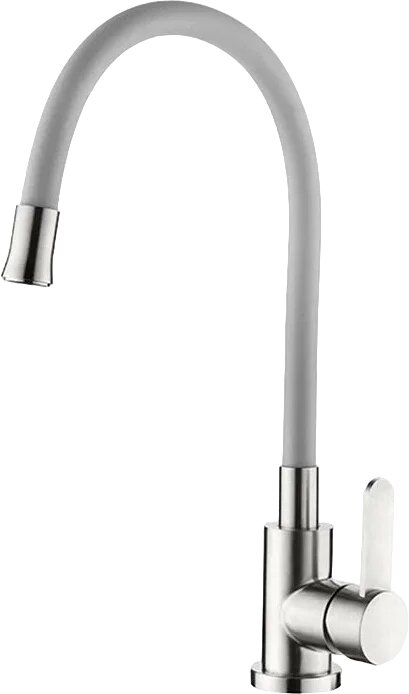 Смеситель для кухни Ledeme Rainbow L74004-9 с гибким изливом, с поворотным изливом, хром, серый, глянцевый, однорычажный, нержавеющая сталь, с керамическим картриджем