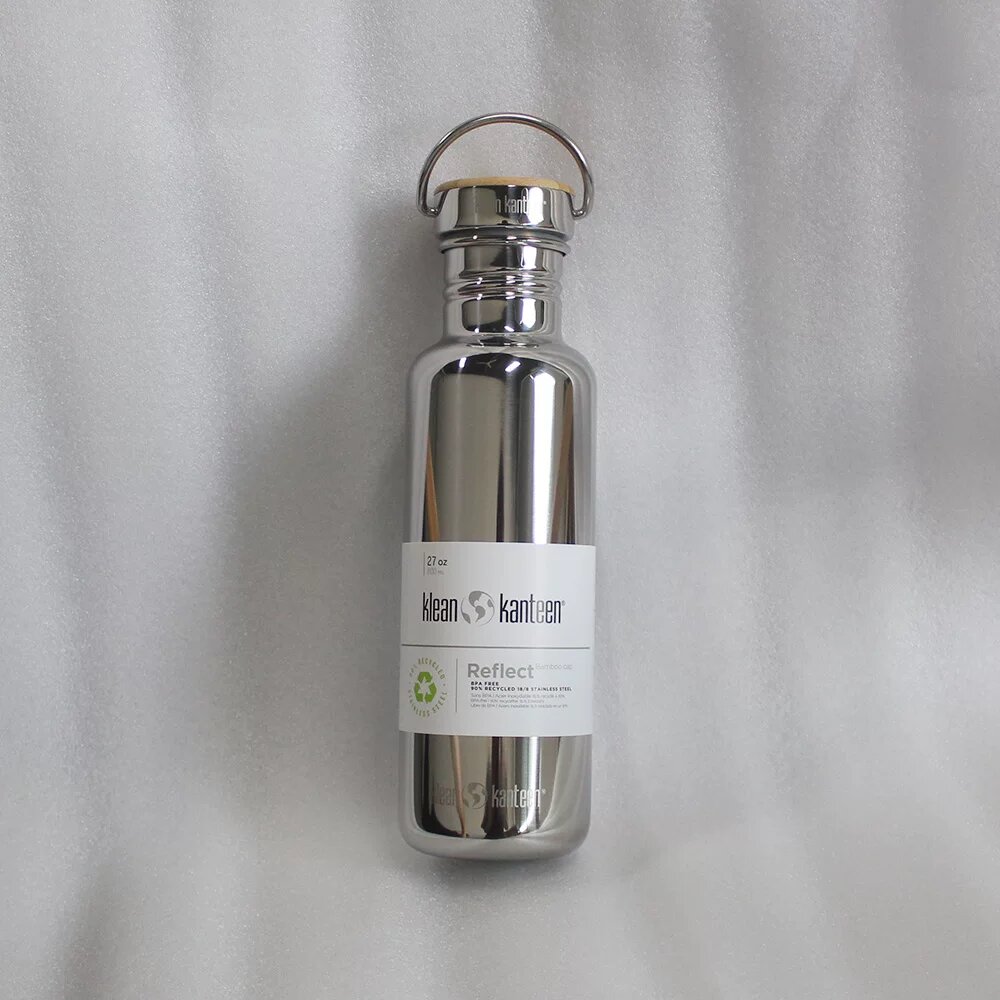 Оригинальная спортивная бутылка для воды Klean Kanteen 800 мл с бамбуковой крышкой, персонализированная, из нержавеющей