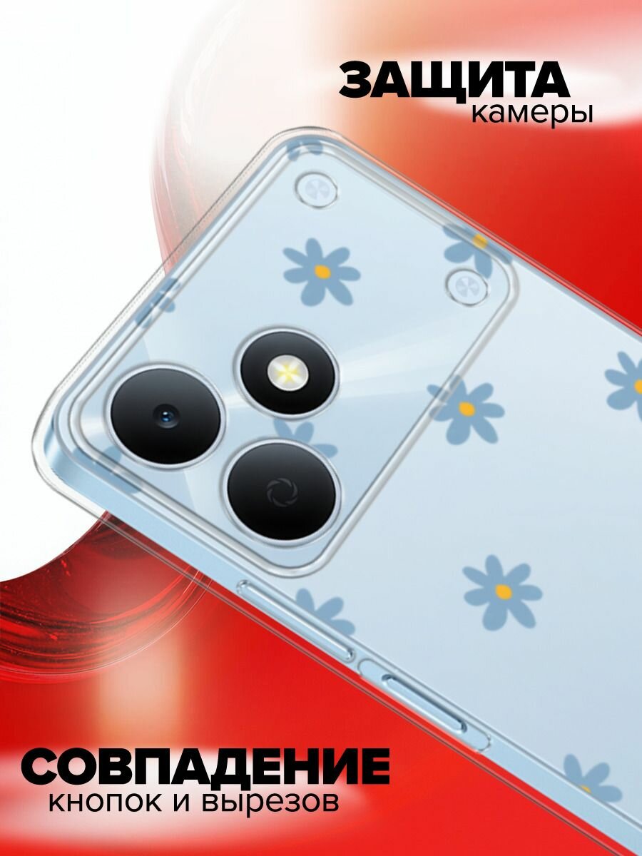 Чехол на Realme Note 80 / Реалми Нот 80 с принтом Голубые ромашки — фото 1
