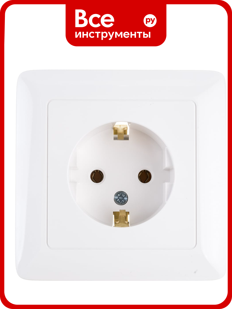 Розетка Systeme Electric 1-м СП Хит 16А с заземлением, белая SchE RS16-134-B, квадратная, пластик, защита IP20 уровня
