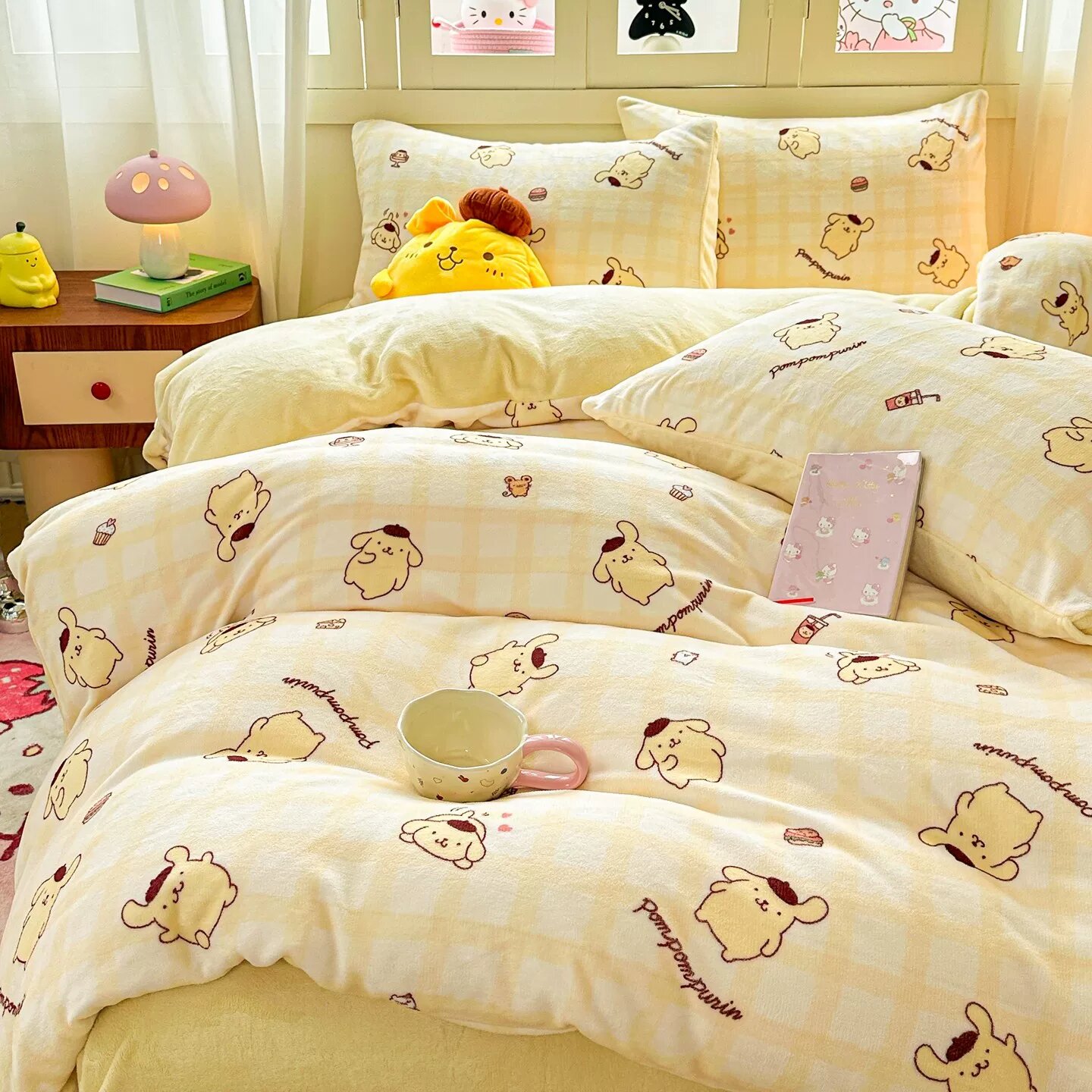 Комплект из четырех предметов категории A для мам и младенцев Hello Kitty из молочного бархата, утолщенный двусторонний