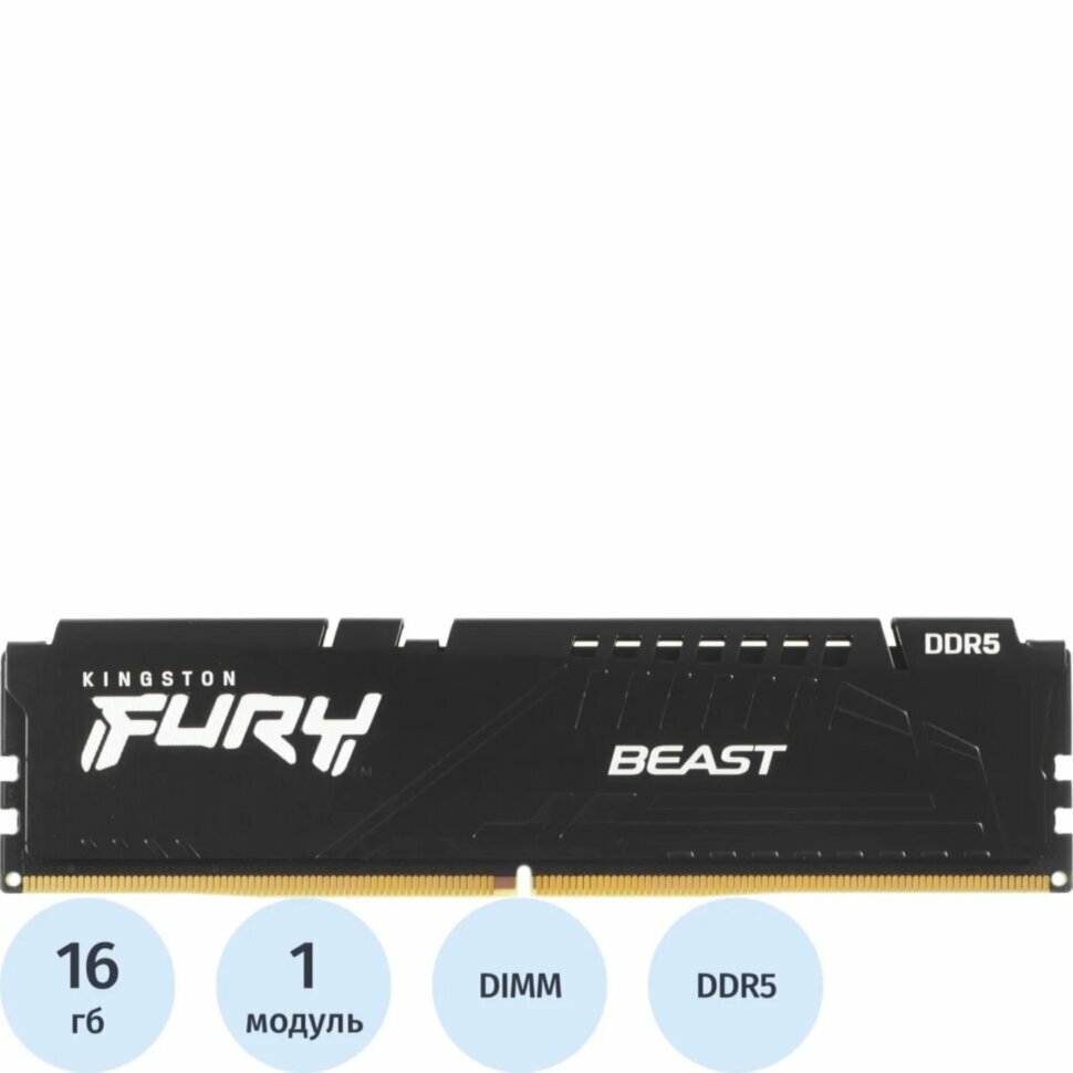 Модуль памяти Kingston FURY Black DDR5 DIMM 16GB 5600Мгц(KF556C36BBE-16), 2249068