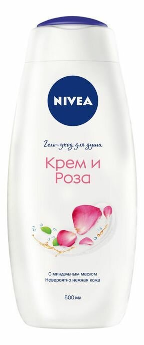 Nivea Гeль-уход для душа Крем и Роза, 500 мл