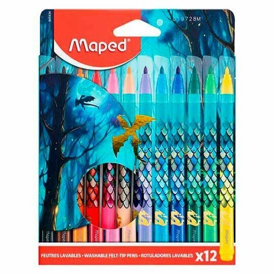 Фломастеры 12цв MAPED "Дракон", 845434 смываемые