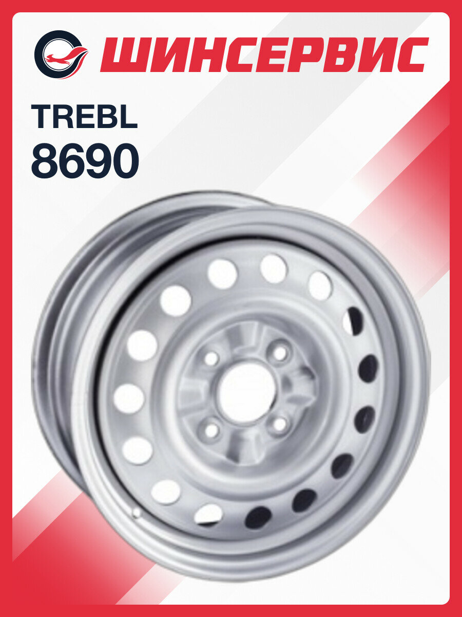 Стальной колесный диск TREBL 8690 R15.0x6.0J 4x108.0 ET27.00 ЦО65.10 для автомобиля