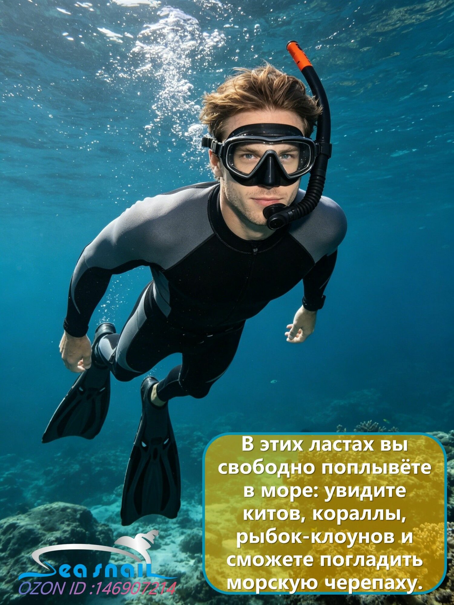 Ласты seasnail Для снорклинга, фридайвинга, подводных исследований и плавательных тренировок для дайвинга