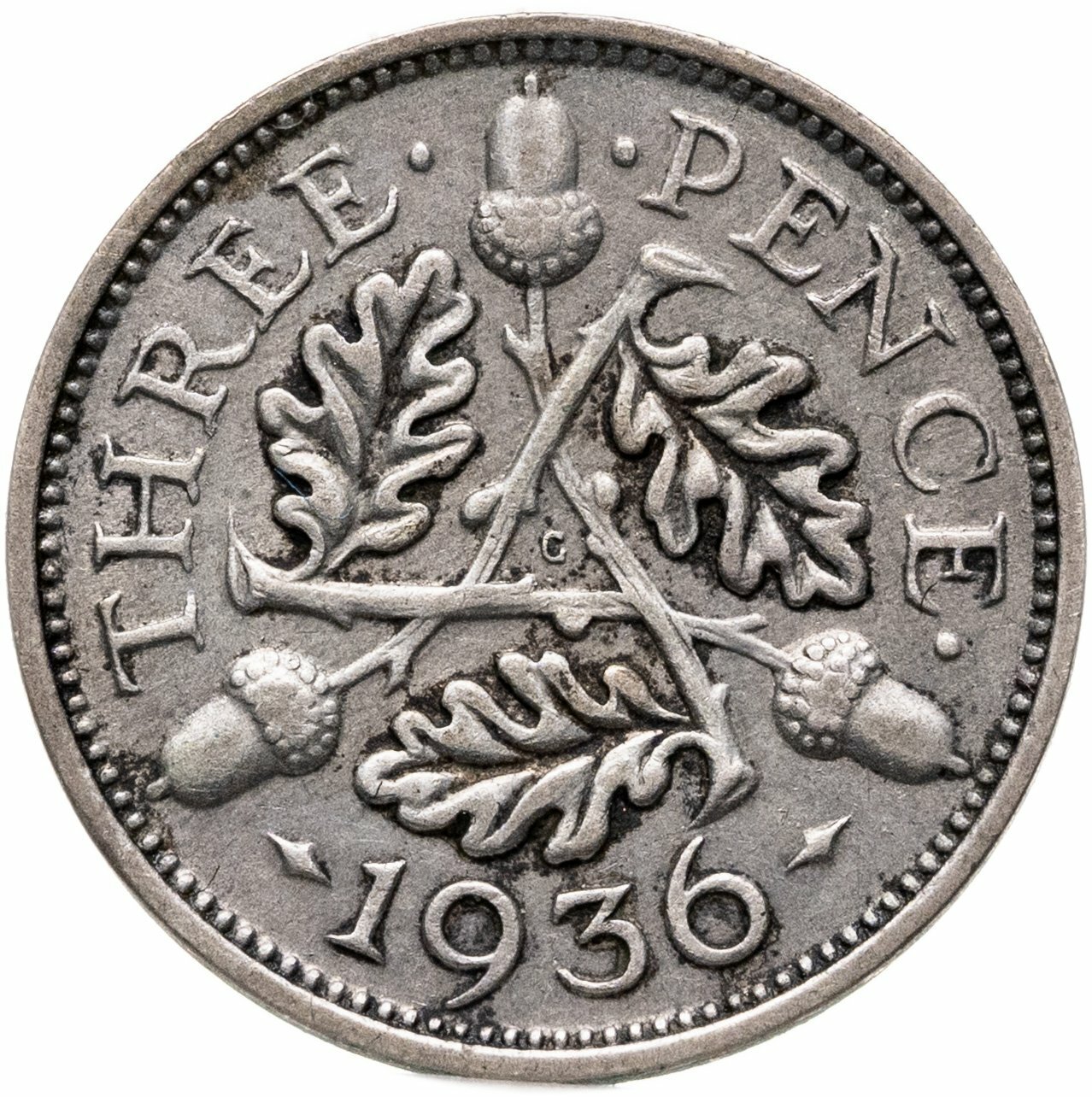 Великобритания 3 пенса 1936, Серебро 500, в сохранности VF