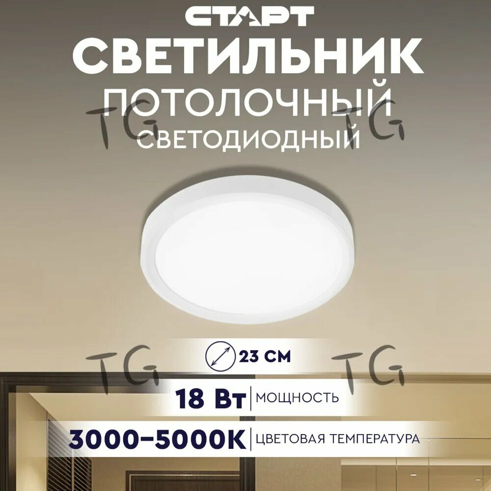 Настенно-потолочный светильник, LED, 18 Вт
