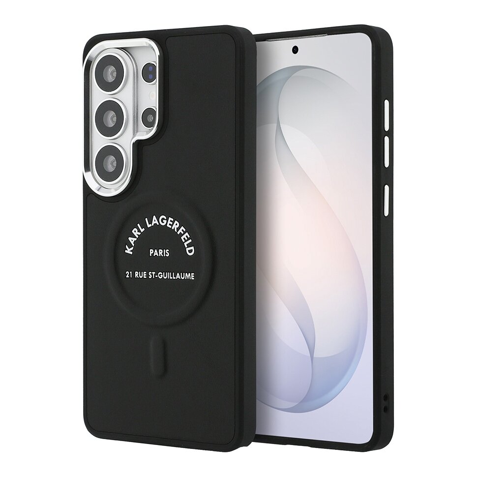 Karl Lagerfeld чехол с MagSafe для Galaxy S26 Ultra, гладкая кожа PU, RSG logo, Metal camera, черный