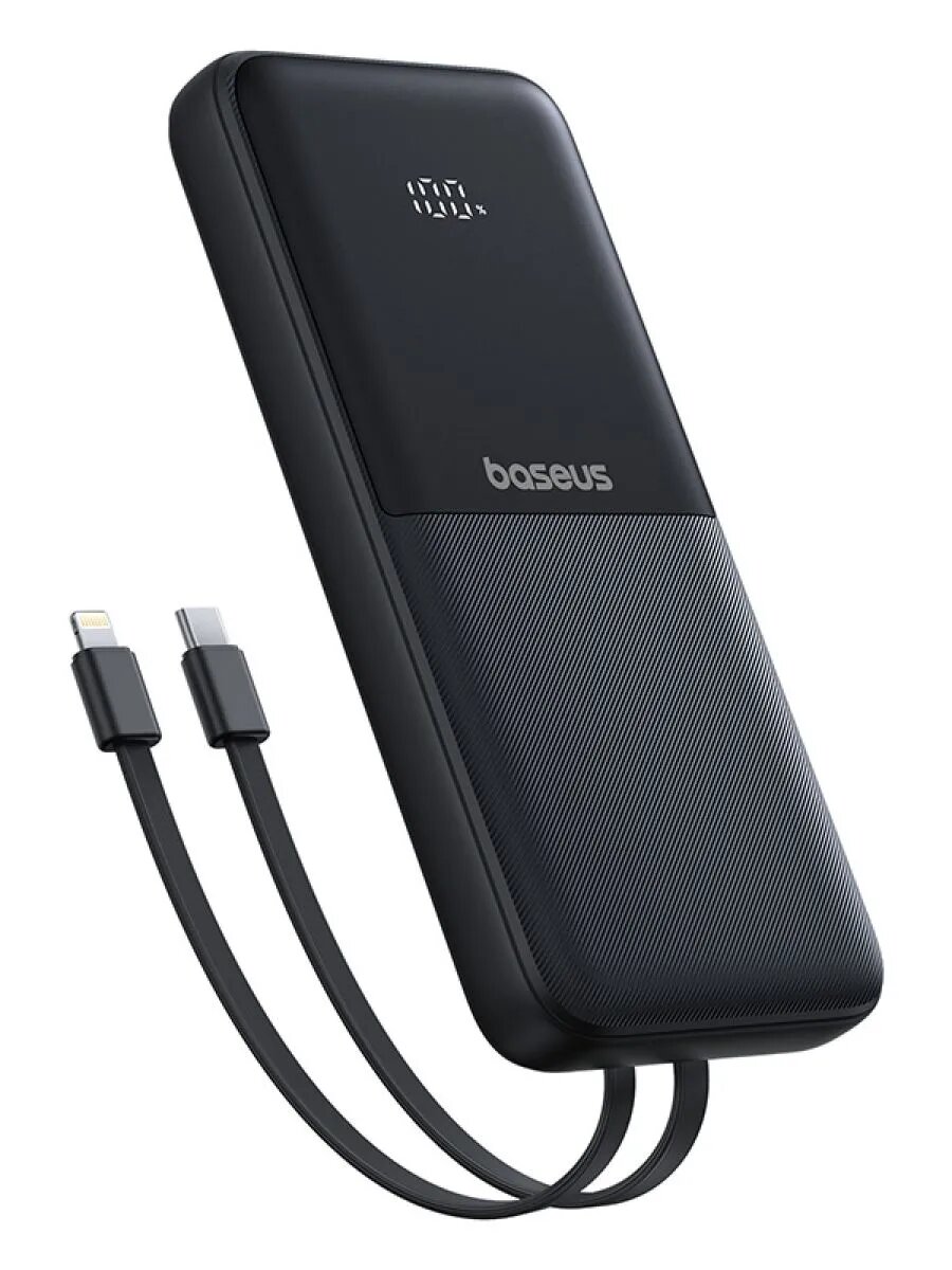 Внешний аккумулятор Baseus Lipow Dual-Cable Power Bank 10000mAh 22.5W(кабель USB-A - USB-C 0.2м) (P10079101123-00)Чёрный