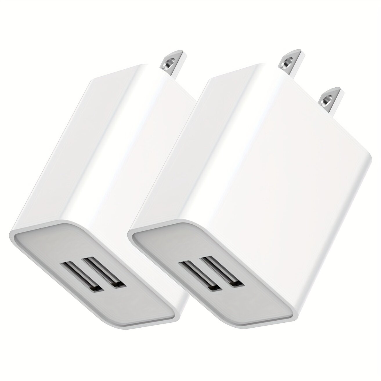 2/3/4/6 шт. USB-зарядное устройство для стены, 5В/2.1А, с двумя портами, с защитой от короткого замыкания, адаптер переменного тока, 100-240В, американский штекер, подходит для быстрой зарядки iPhone 15/14/13/12/Se/11/Pro Max/Xs/8 Plus, Google Pixel.