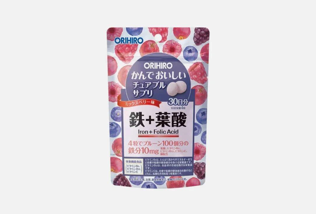 Orihiro Iron + Folic Acid Биологически активная добавка 120 шт