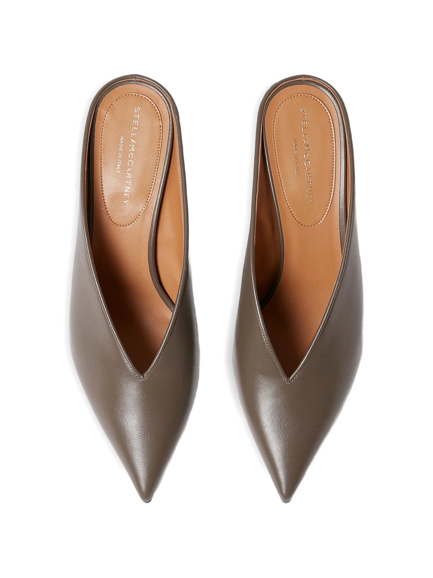 Мюли Stella McCartney Pointed-toe V-cut mules, размер 40, brown — фото 1