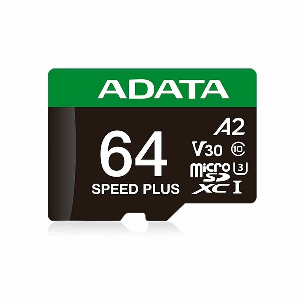 Карта памяти microSDXC 64GB ADATA Speed Plus UHS-I U3/V30/A2, up to 180/160 MB/s, Durable