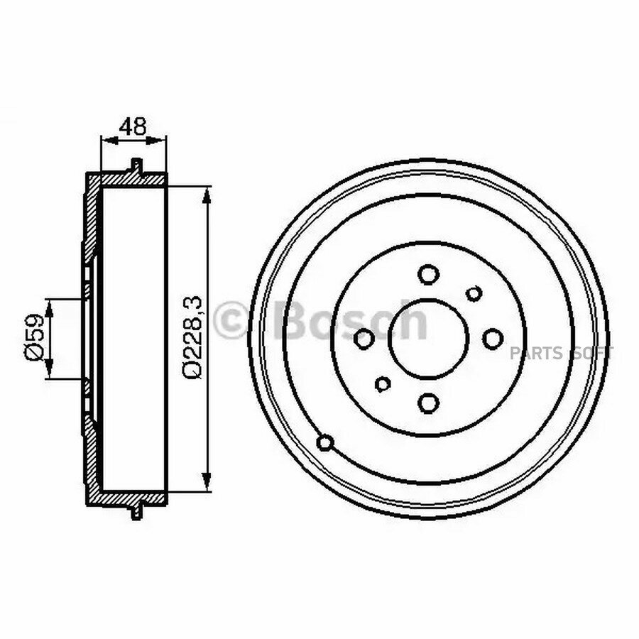 Тормозной барабан от официального дистрибьютора, BOSCH, артикул 0986477088
