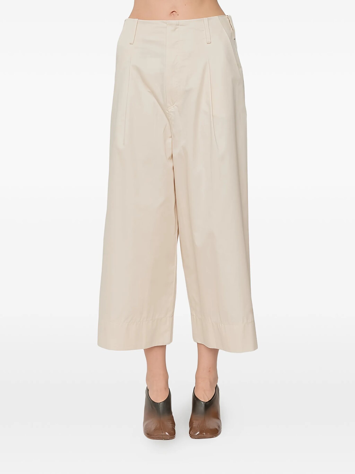 Брюки Pleated wide-leg cropped trousers