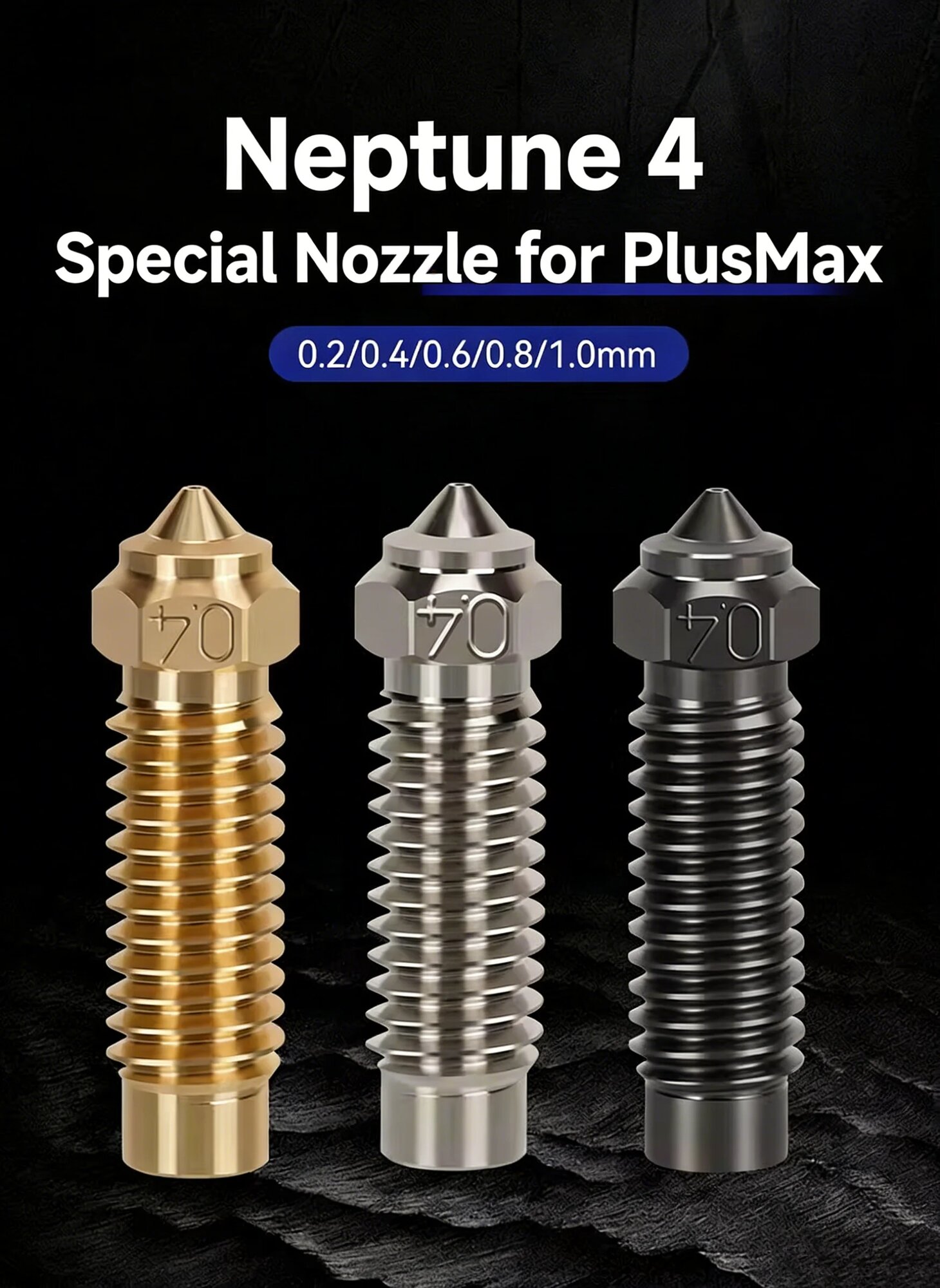 Форсунка из латуни и стали для 3D-принтеров Elegoo 4 Max, 4 Plus, Neptune 0.2mm, Brass
