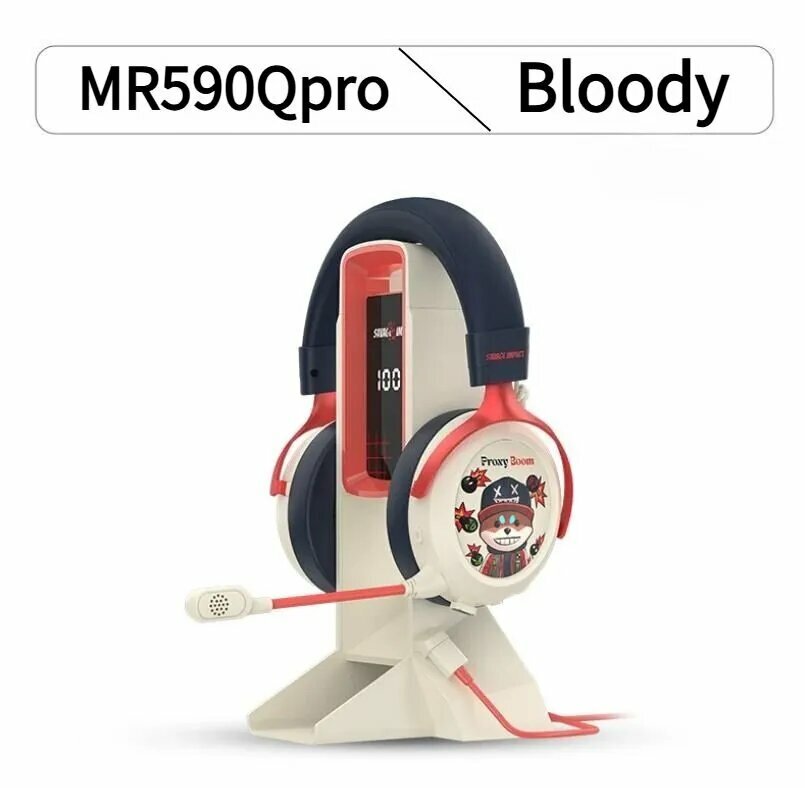 Bloody Наушники беспроводные с микрофоном Bloody MR590Qpro, Радиоканал, USB Type-C, слоновая кость