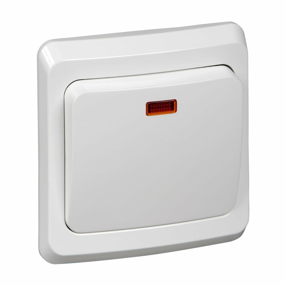 Одноклавишный выключатель Systeme Electric СП Этюд 10А IP20 с индикацией, белый BC10-005B
