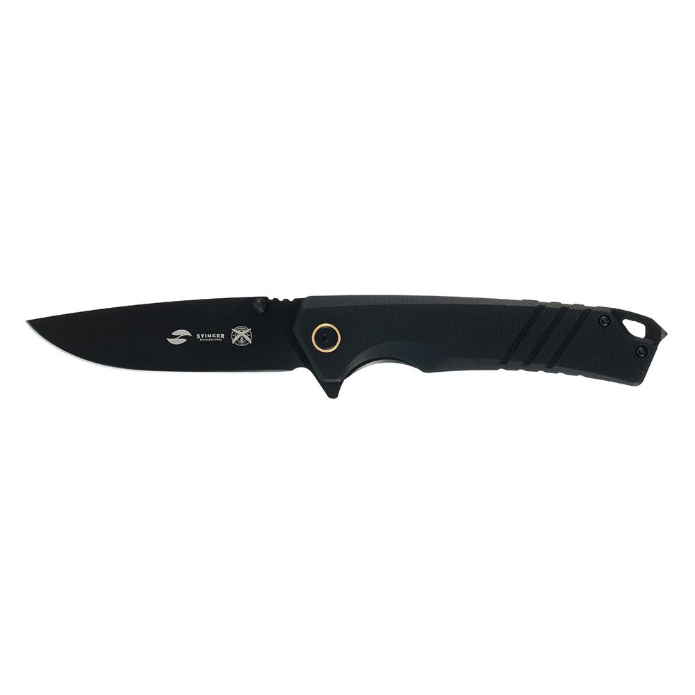 Stinger FK-KL268L-BLK Нож складной stinger, 128 мм (черный), сталь d2, материал рукояти: стеклотекстолит g10 (черный), в картонной коробке