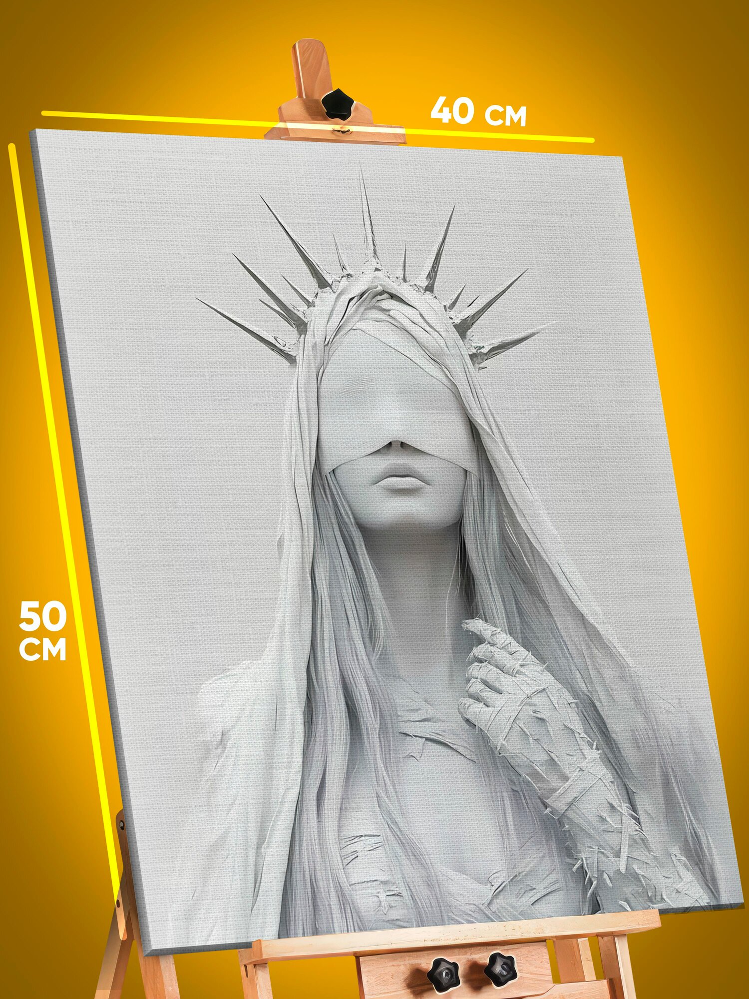 Картина на стену интерьерная на холсте с подрамником 40х50 Статуя скульптура девушки белая готическая