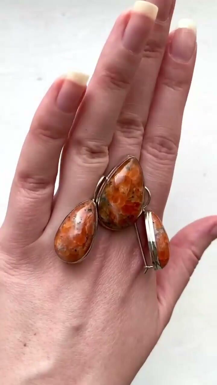Серьги, кальцит — фото 1