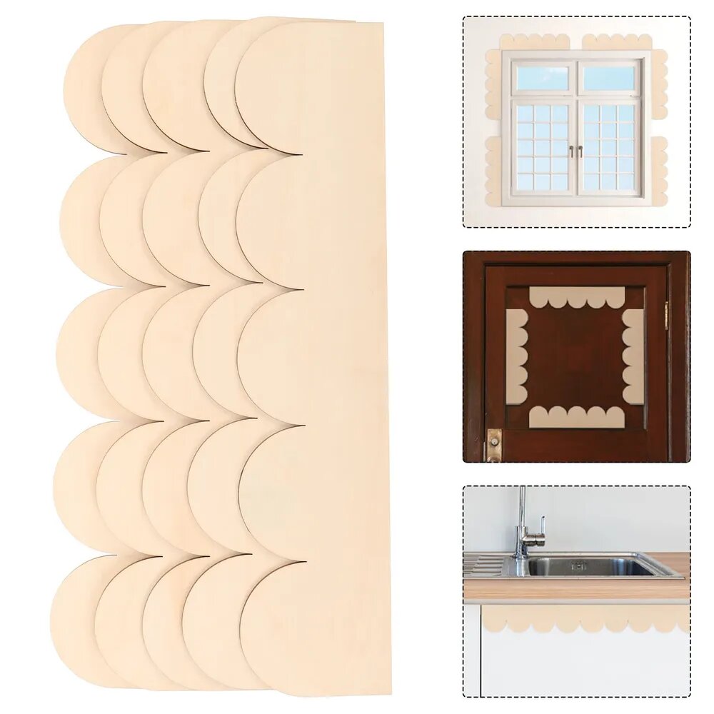 Набор деревянных фигурных планок с волнистым краем, цвета хаки, для декора дверных и шкафных рам, 20 шт