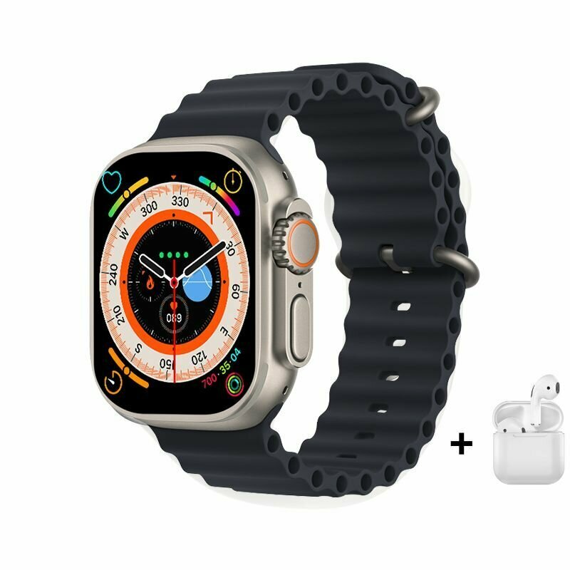 ULTRA Смарт-часы Умные часы H98 ULTRA с беспроводными наушниками\ Smart Watch H98 ULTRA + Earphone, 49mm, черный