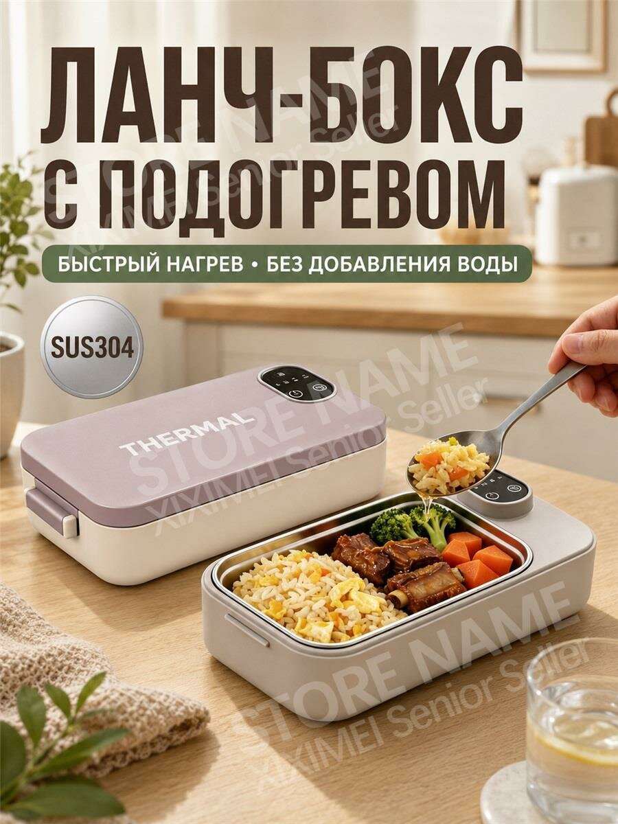 Портативный ланч-бокс из нержавеющей стали без подачи воды, с функцией подогрева, сенсорной панелью управления, подходит для взрослых и учащихся в школе, для работы, учебы и активного отдыха.